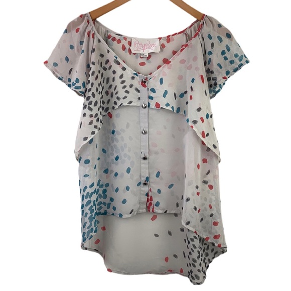 Rory Beca | Tops | Rory Beca Mutli Colored Spots Sheer Blouse | Poshmark
